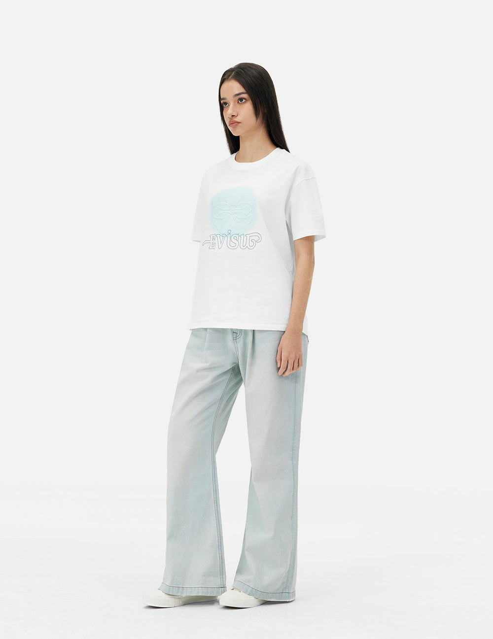Seagull and Text Embroidery Baggy Jeans – EVISU