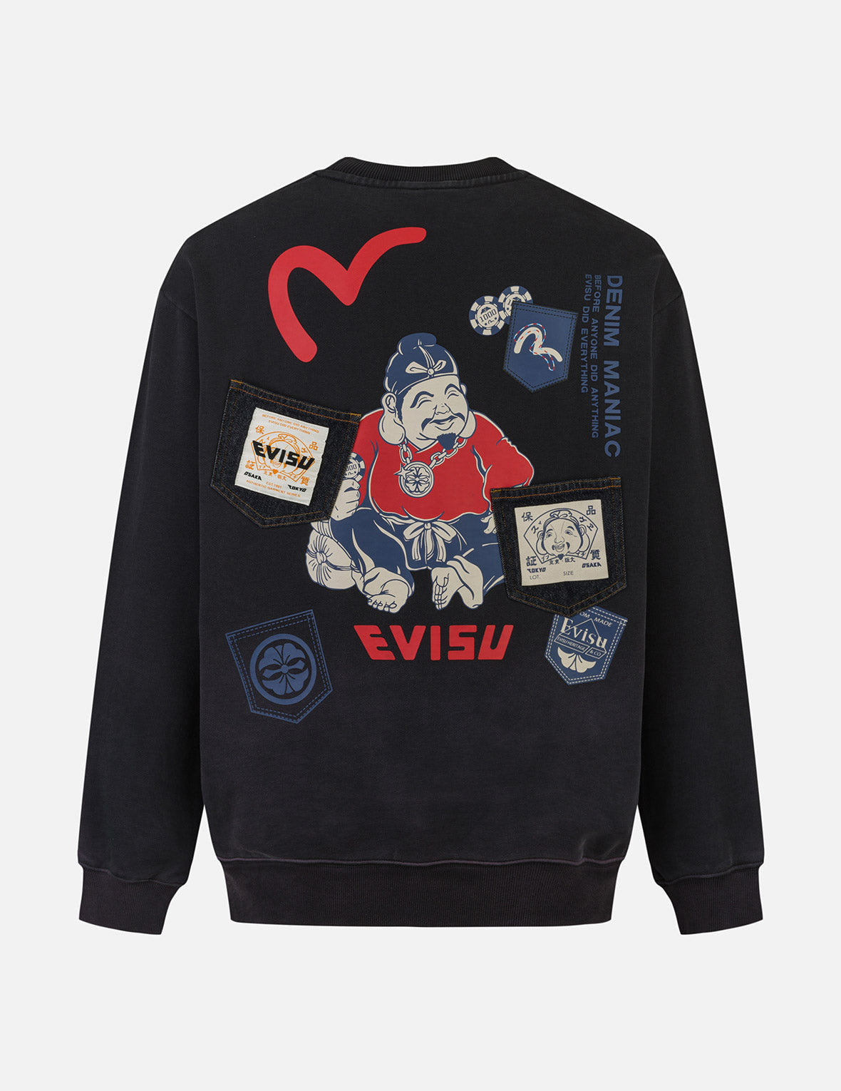 Ebisu Print and Multiple Pocket Washed Relax Fit Sweatshirt – EVISU