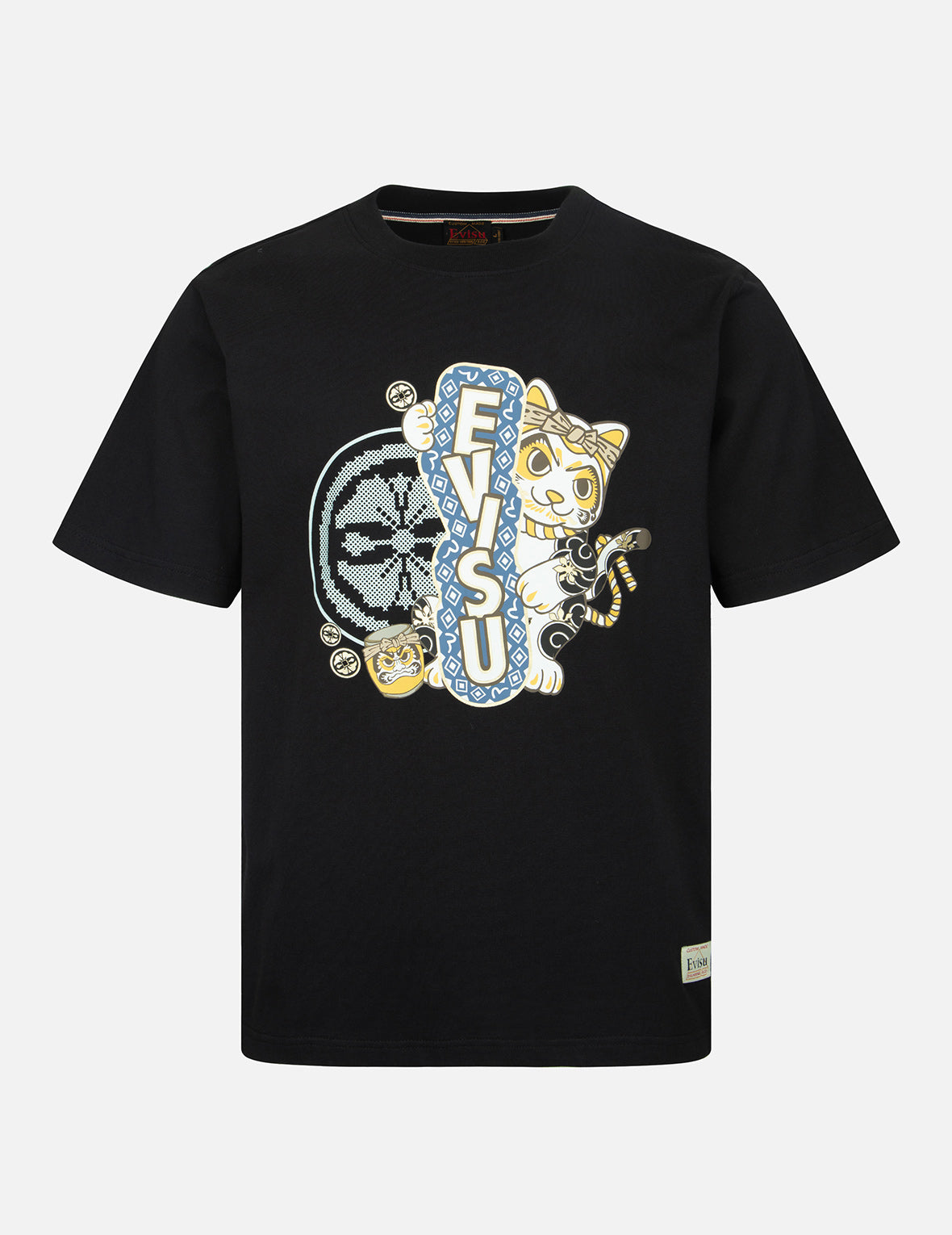 Kamon and Fortune Cat Print T-shirt – EVISU