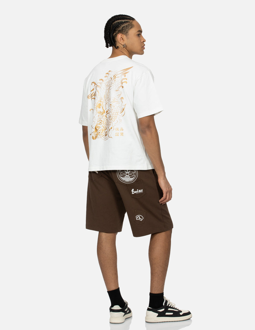 Logo Embroidery and "Soaring Seagull and Dancing Carp" Print Relax Fit ...